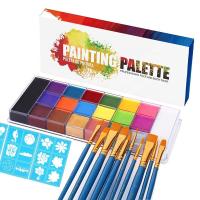 China 20 Color SFX Halloween Face Body Paint Makeup Palette with 10 Brushes 5 Stencils for Kids Adults Party Carnival for sale