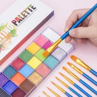 China 20 Color SFX Halloween Face Body Paint Makeup Palette with 10 Brushes 5 Stencils for Kids Adults Party Carnival for sale