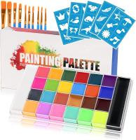 China 26 Color Kid Halloween Joker Face Paint Makeup Profession with 10 brushes 5 stencils for sale