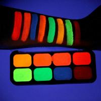 China Neon 8 Fluorescent Colors Water Based Face Body Makeup Palette UV Glow Face Paint Kits for sale