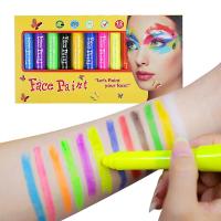 China 12 Color UV Glow In The Dark Kids Face Paint Pen Crayons for Halloween Christmas Makeup party for sale