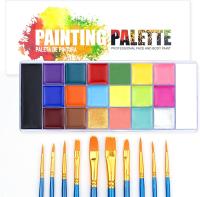 China Face Painting Kit Oil Palette 20 Color + 10Pcs Brushes with 5 Stencils for sale