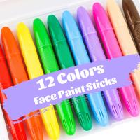 China 12 pcs face paint rotate crayon sets halloween gift party oil face paint set Twist Up Temporary Body Painting Skin Easy Washable for sale