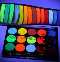 China 15 color Glow UV Artist use body paint face palette with stencils Water Activated Aqua Cosmetic Eye Liner Make Up Palette for sale