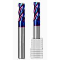 China Nano Blue Coated HRC65 Carbide 4-6 Flute Rough End Mills for Hardened Steel for sale