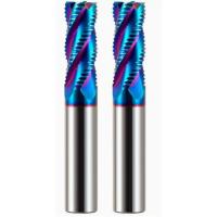 China Nano Blue Coated HRC65 Carbide 4-6 Flute Rough End Mills for Hardened Steel for sale