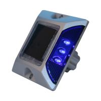 China 117mm IP68 Aluminum Solar Powered Road Studs , Blue Cats Eyes On Motorway for sale