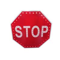 China Octagon Solar Powered Street Signs Aluminum 6.6AH Traffic Led Warning Signs for sale