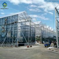 China Transparent Multi Span 120km/H Commercial Glass Greenhouse for sale