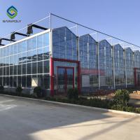 China Alloy Transparent 9.6m Commercial Glass Greenhouse for sale