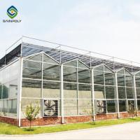 China Wind Galvanized Steel 12m Multi Span Glass Greenhouse for sale