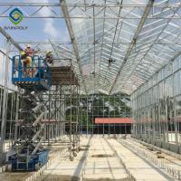China 12m Large Agricultural Glass Greenhouse Galvanized Steel Frame Truss for sale