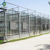 China Agricultural 120km/H 12m 10.8m Glass Multi Span Greenhouse for sale