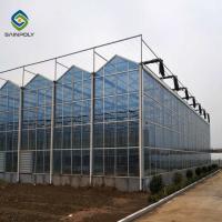 China Galvanized Multi Span 120km/H Commercial Glass Greenhouse for sale