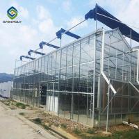 China Galvanized Multi Span 120km/H Commercial Glass Greenhouse for sale