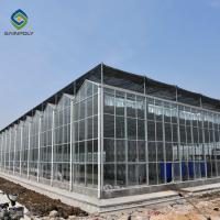 China Galvanized Multi Span 120km/H Commercial Glass Greenhouse for sale