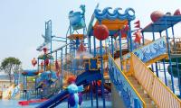 China Commercial Medium Water House Aqua Playground Platform With Water Slide for Water House for sale
