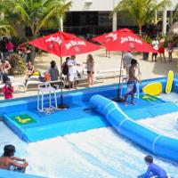 China Double / Single Flowrider Water Ride Blue Colored Surfing Simulator Machine With Fiberglass Material for sale