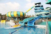 China Aqua Park Fiberglass Slide / Space Bowl Water Slide With High Capacity 720 Riders / h for sale