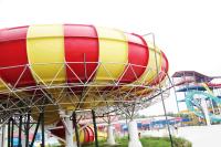 China 16m Space Bowl Water Slide Red / Yellow Aqua Park Construction for sale