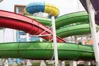 China Colorful Aqua Park Equipment , Custom FPR Water Park Large Water Slides FOR Water Pare for sale
