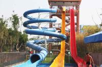 China Colorful Aqua Park Equipment , Custom Water Slides With Galvanized Carbon Steel Frame for sale