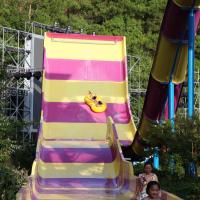 China Long Raft Spiral fiberglass Water Slides With Two Person Riding for sale