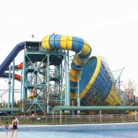 China Red / Yellow / Green Fiberglass Water Slides for outdoor playground for sale