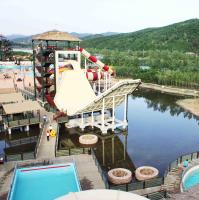 China Giant Aqua Park Equipment Fiberglass Swing Water Slide for double interactive water fun for sale