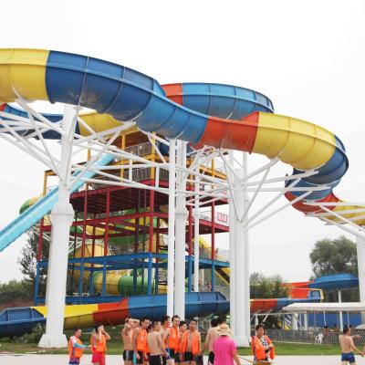 China Colorful Aqua Park Equipment / Customized Fiberglass Water Slides For Water Park for sale