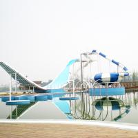 China Swing Wave Slide Fiberglass Pool Slides Amusement Park Equipment 11m Height for sale