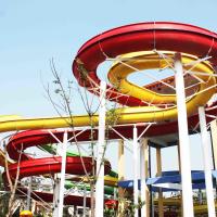 China Long Raft Spiral Plastic Water Slide With 304 Stainless Steel Screw , 3 Persons / Time for sale