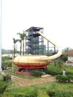China Red / Yellow Aqua Park Equipment 16m Space Bowl Water Slide For Water Park for sale