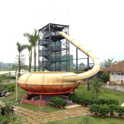 China Red / Yellow Aqua Park Equipment 16m Space Bowl Water Slide For Water Park for sale