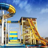 China Outdside Giant Boomerang Fiberglass Water Slide For 6 Person , Water Park Tower Height 18.75M for sale