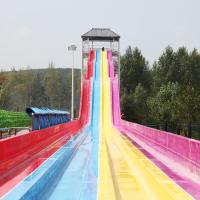China OEM 3 Lanes Commercial Fiberglass Rainbow Water Slides For Aqua Park Equipment for sale