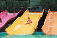 China Customized 3 Riders Kids' Water Slides Aqua Park Equipment , Pink / Orange / Blue for sale
