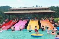 China Customized 3 Riders Kids' Water Slides Aqua Park Equipment , Pink / Orange / Blue for sale