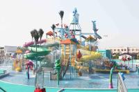 China Gaint Fiberglass Water House Aqua Park Games With Water Slide For Family Fun for sale