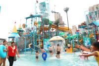 China Commercial Medium Water House Aqua Playground Platform With Water Slide for Water House for sale