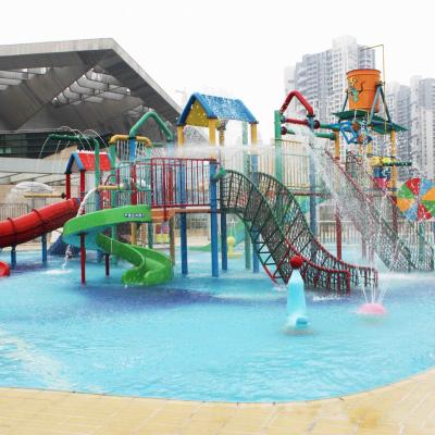 China Commercial Fiberglass Water Slides Aqua Playground Of Interactive Water House for sale