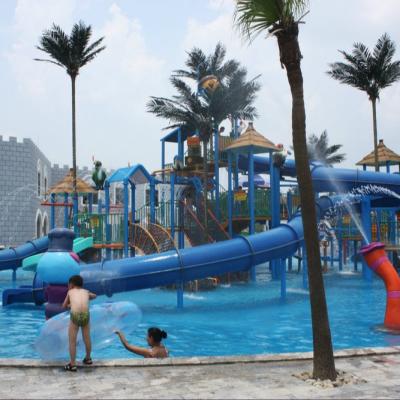 China Gaint Water House Aqua Playground Platform With Water Slide For Family Fun for sale