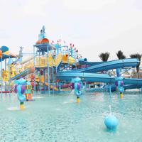 China Gaint Water House Aqua Playground Platform With Water Slide For Family Fun for sale