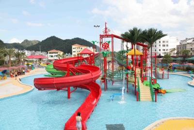 China Large Kids Water Play Equipment / Mini Water House With Children Slide , 11.5*12.5*6.5m for sale