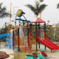 China Kids’ Water House Playground Structures With Water Slide, Climb Net, Water Spray for sale