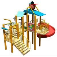 China Kids’ Water House Playground Structures With Water Slide, Climb Net, Water Spray for sale