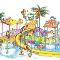 China Water Park Equipments, Kids' Water Playground For 50 Riders 17.5 * 11 * 7m for sale