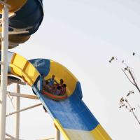 China Fiberglass Aqua Park Equipment , Giant Boomerang Water Slide For Resort for sale
