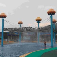 China Mushroom Group Spray Park Equipment , Customized Fiberglass Water Slide for Water Park for sale