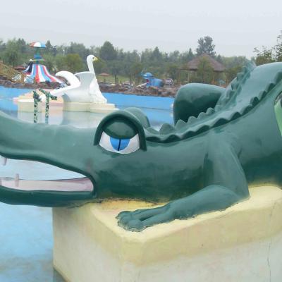 China Small Fiberglass Water Pool Slides For Kids , Water Park Equipment Crocodile Slide for sale